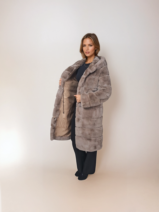 Petrovski, 100 cm. - Hood - Rex - Women - Cafe Latte – Stampe Denmark