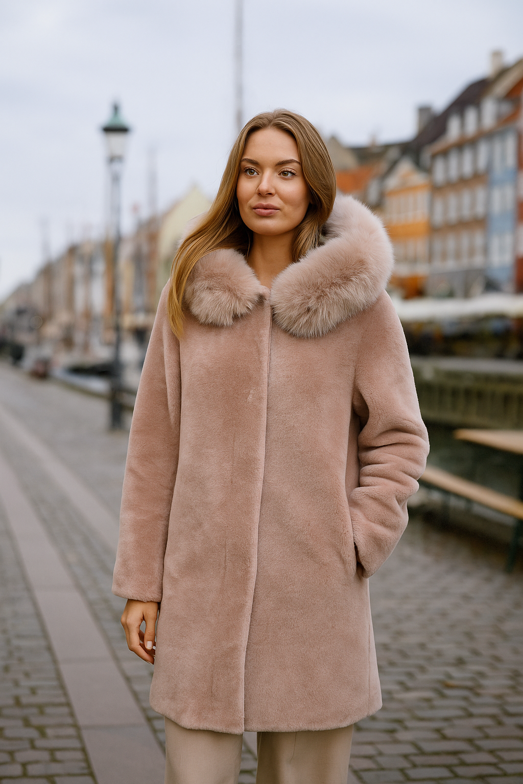 Gamal-A, 100 cm. - Hood - Air Wool - Women - Dust Rose – Stampe Denmark