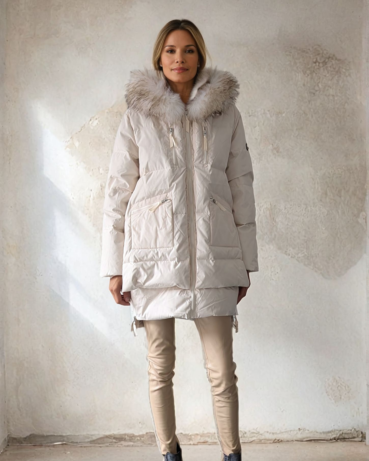Michelle 2, 90 cm. - Hood - Down - Women - Off White – Stampe Denmark